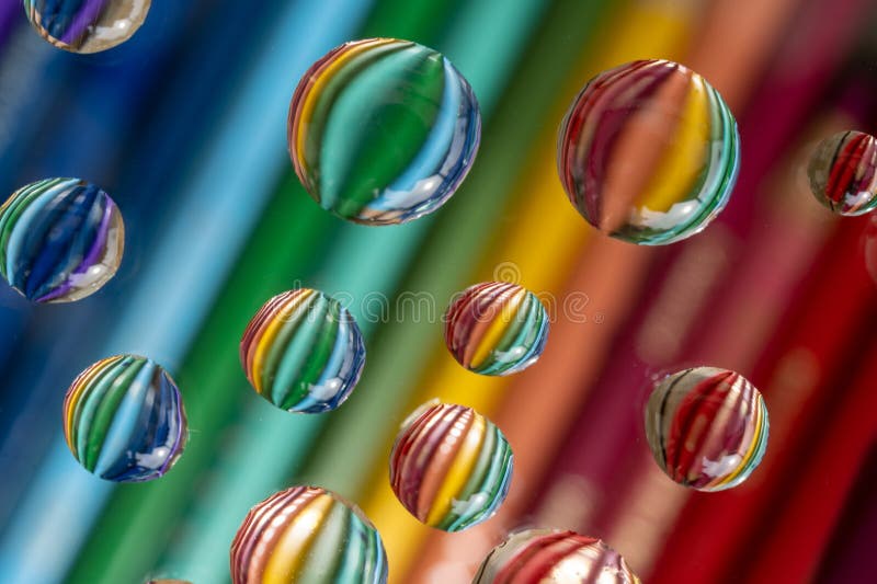 Rainbow Colored Drops. Abstract Background Close-up Stock Image - Image ...