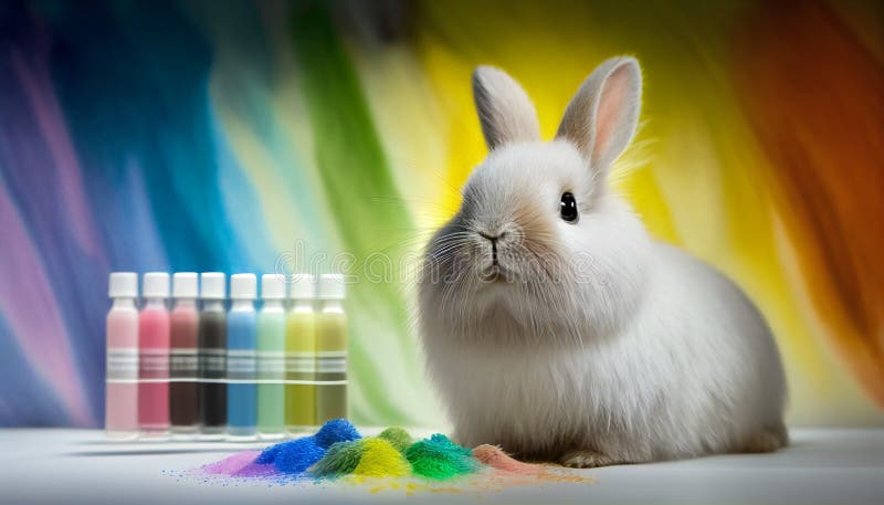 Rainbow Colored Easter Cute Rabbit Egg Symbol. Animal Bunny Generated ...