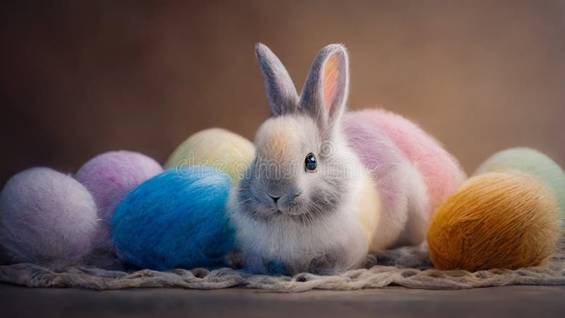 Rainbow Colored Easter Cute Rabbit Egg Symbol. Easter Bunny Young ...