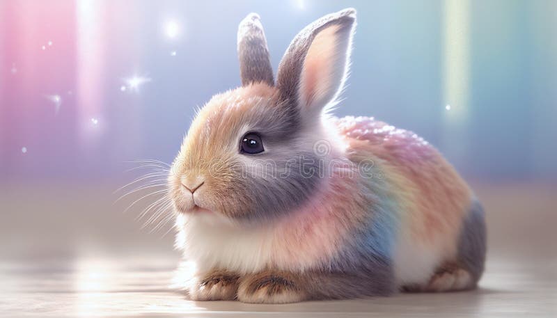 Rainbow Colored Easter Cute Rabbit Egg Symbol. Spring Animal Generated ...