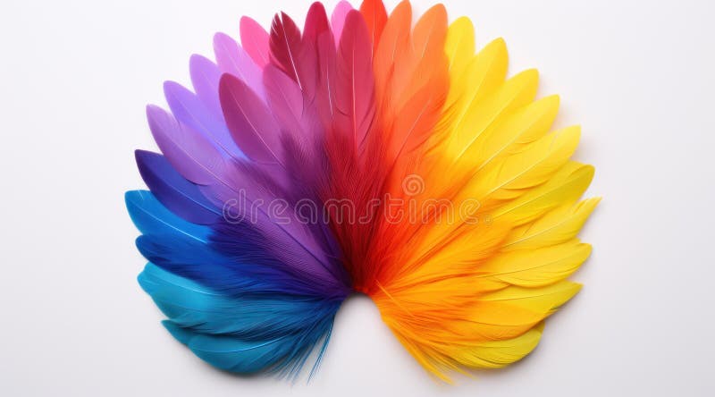 A Rainbow Colored Feathers Fan Stock Illustration - Illustration of ...