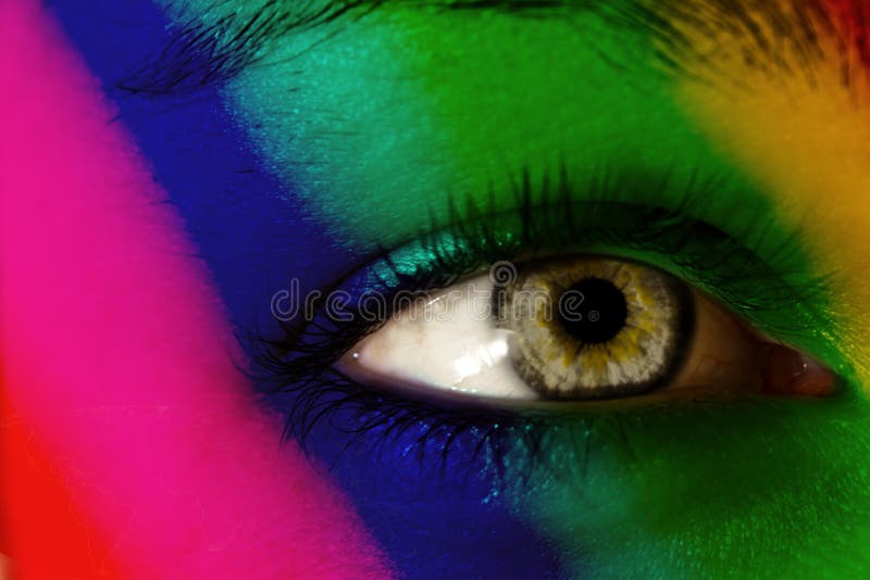 Rainbow Colored Female Face Stock Photo - Image of human, eyelashes ...