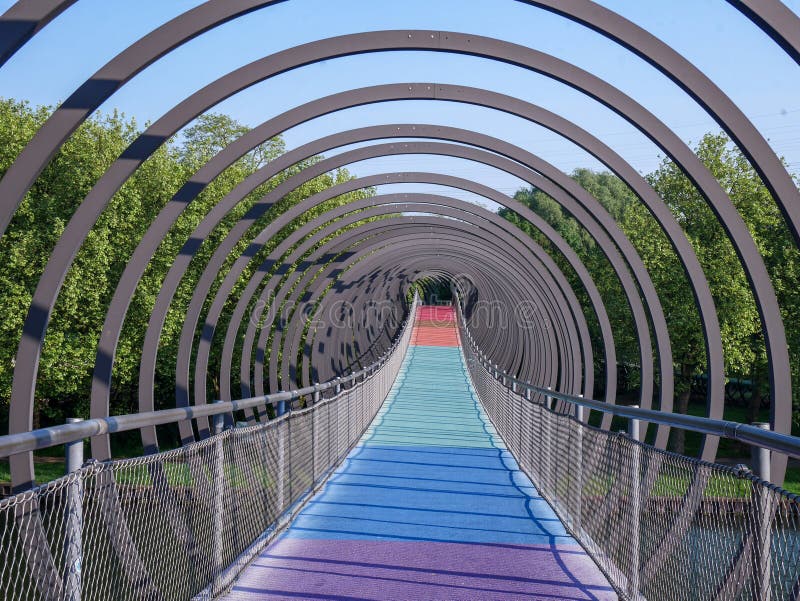 Looking Up at Spiral Parking Garage Ramp and Building and Tree Stock ...
