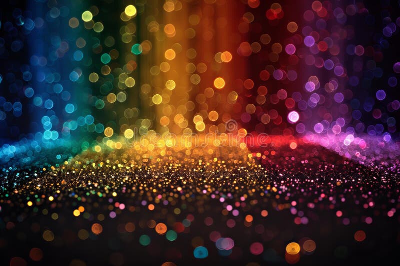 Rainbow Colored Glitter Particles Background with Glowing Stars and ...