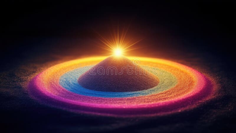 Rainbow-colored Grain of Sand Surrounded by Light Transforms into a ...