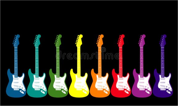 Rainbow colored guitars stock vector. Illustration of rendering - 7084294