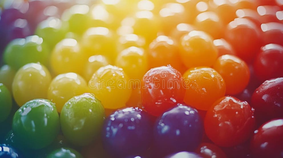 Rainbow Colored Gummy Candy Spheres Stock Illustration - Illustration ...