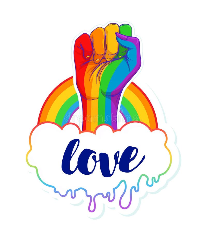 Rainbow Colored Hand With A Fist Raised Up Gay Pride Lgbt Concept