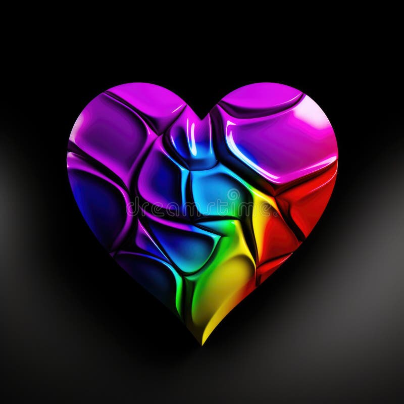 A Rainbow Colored Heart with a Black Background Stock Illustration ...