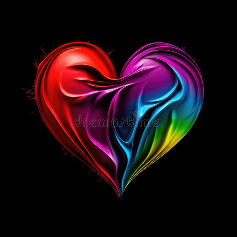 A Rainbow Colored Heart on a Black Background Stock Illustration ...