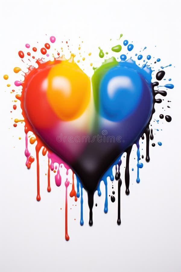 A Rainbow Colored Heart with Dripping Paint Stock Illustration ...
