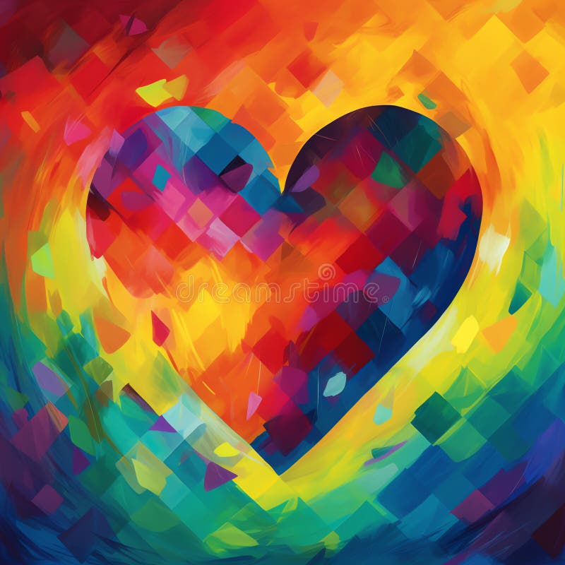 Rainbow-colored Heart: a Flat-style Heart Illustration, with Each ...