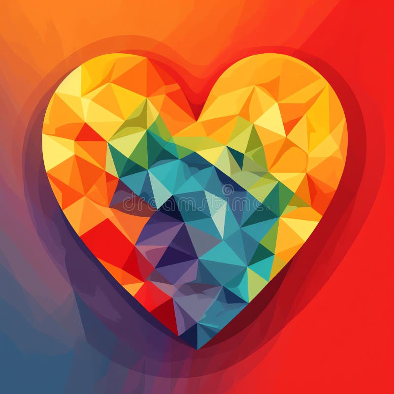 Rainbow-colored Heart: a Flat-style Heart Illustration, with Each ...