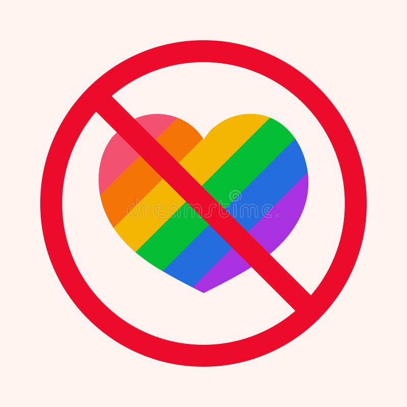 Rainbow Colored Heart and Round Prohibitory Sign Stock Vector ...