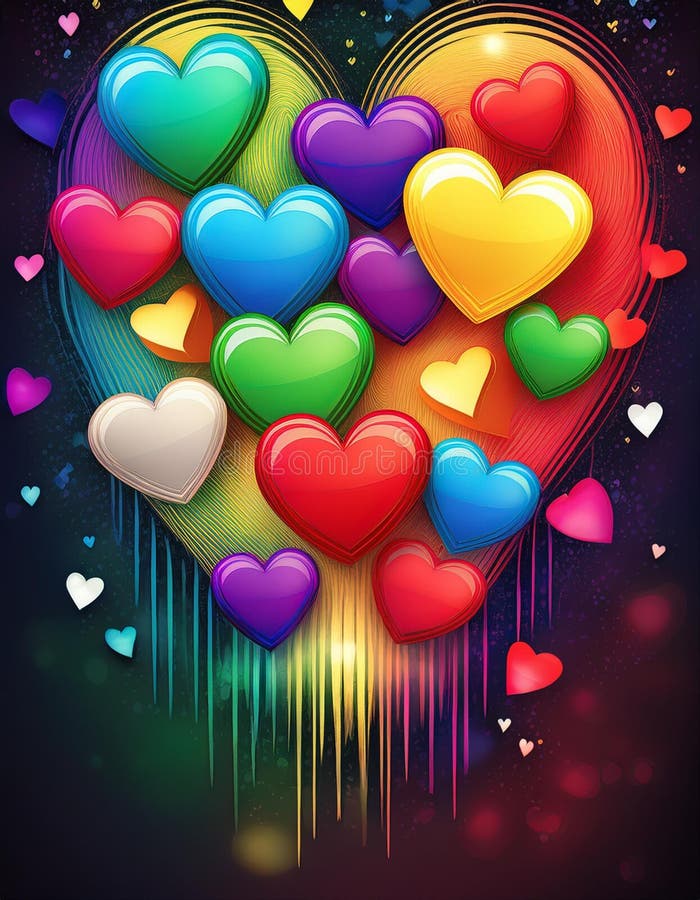 Rainbow colored hearts stock illustration. Illustration of vector ...