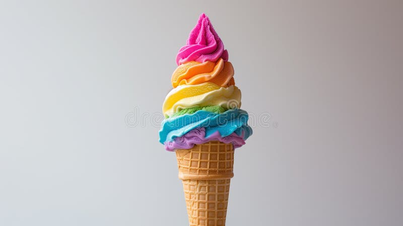 Rainbow Colored Ice Cream in a Cone Stock Image - Image of snack, child ...