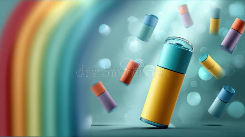 Rainbow-colored Inhaler Floats Elegantly on a Mint Background Under ...
