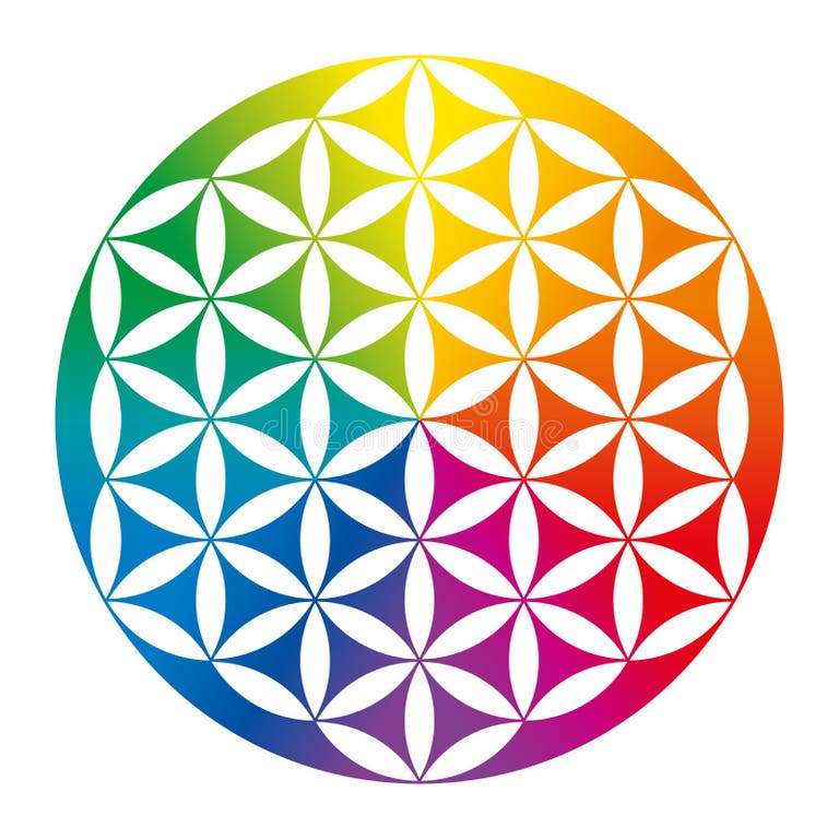 Rainbow Colored Inverted Flower of Life Over White Stock Vector ...