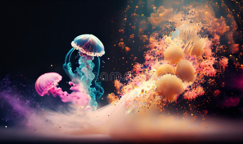 Jellyfish Explosion Stock Illustrations – 282 Jellyfish Explosion Stock ...