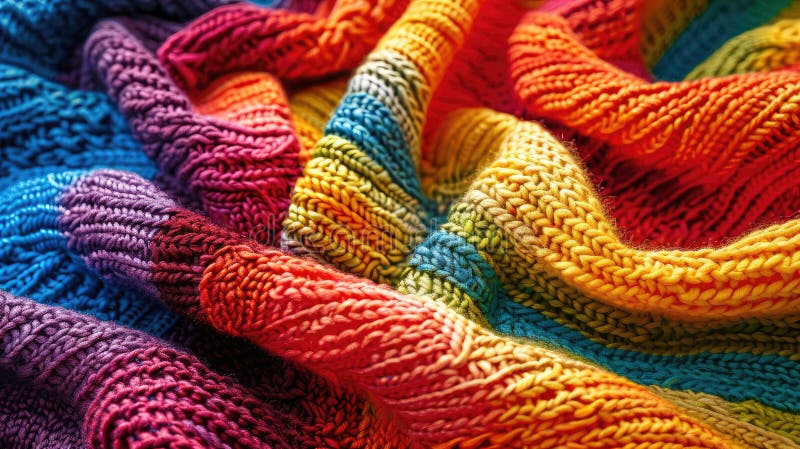 Rainbow Colored Knitted Fabric Vibrant Colors Detailed Texture Stock ...