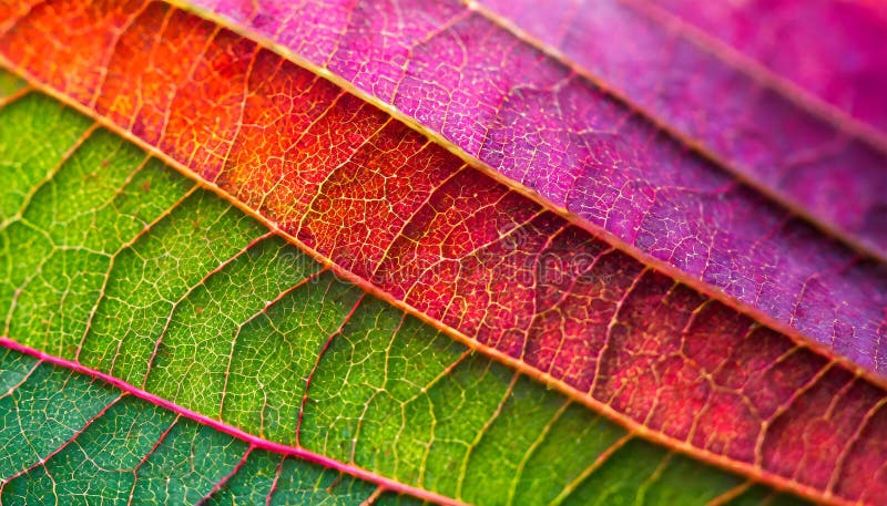 Rainbow Colored Leaf Close Up. Generative AI Stock Illustration ...