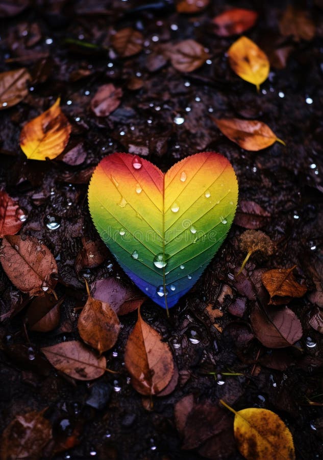 A Rainbow Colored Leaf on the Ground Stock Illustration - Illustration ...