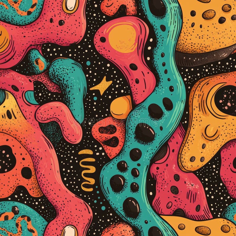 Rainbow-colored Leopard Spots Forming a Seamless 90s-style Pattern ...