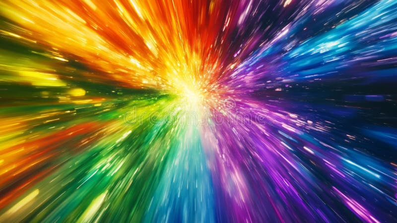 Rainbow Colored Lights Streaking Outward Creating an Abstract ...