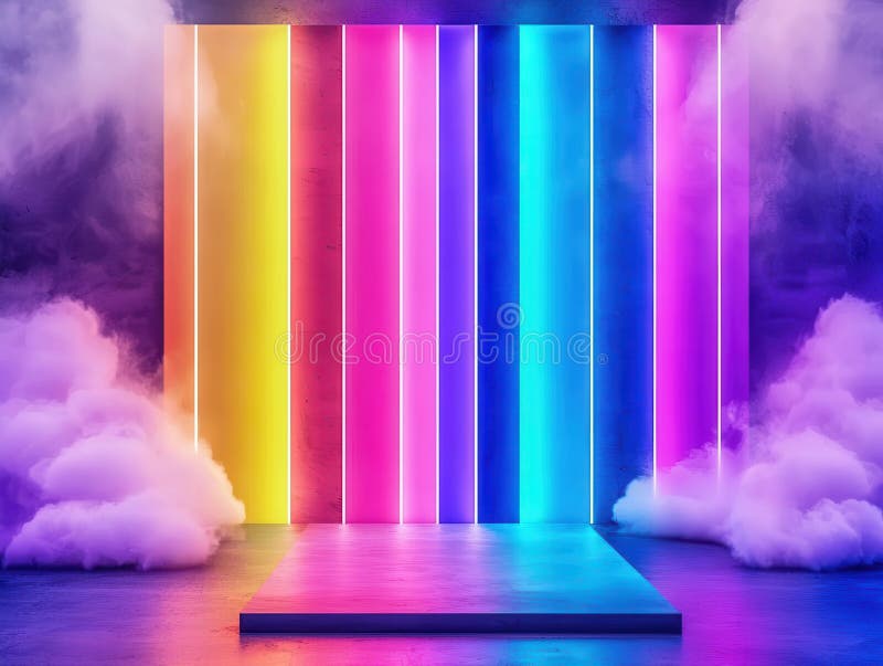 Rainbow-colored Lights in Vertical Stripes, Pulsating with Intensity ...
