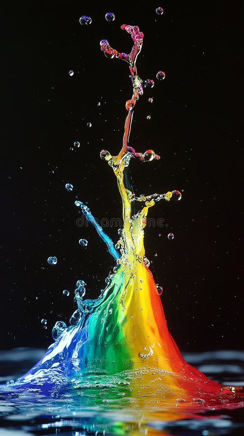 Rainbow-Colored Liquid Splash Stock Photo - Image of gradient, visual ...