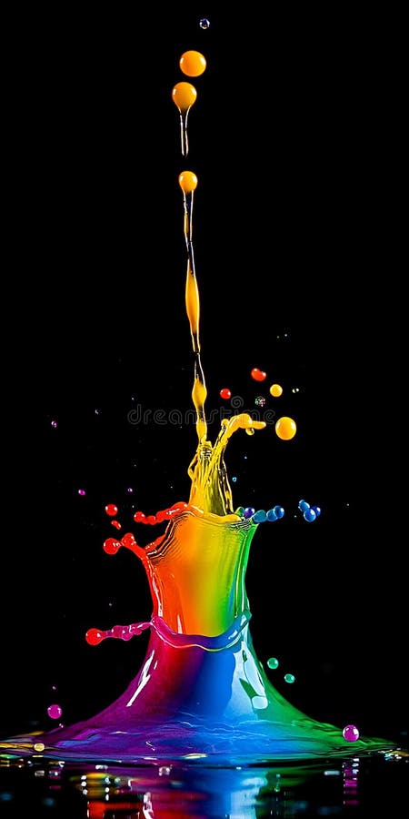 Rainbow-Colored Liquid Splash Stock Photo - Image of atmospheric ...