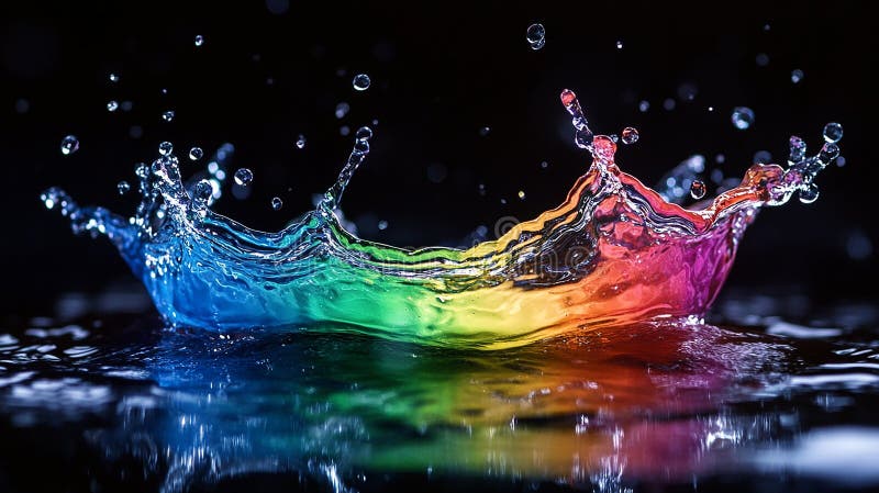 Rainbow-Colored Liquid Splash Stock Image - Image of serene, outdoor ...