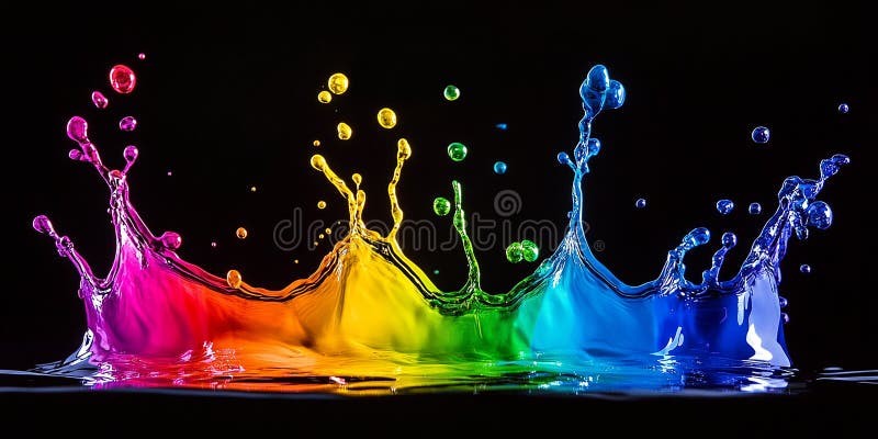 Rainbow-Colored Liquid Splash Stock Image - Image of horizon, sunrise ...