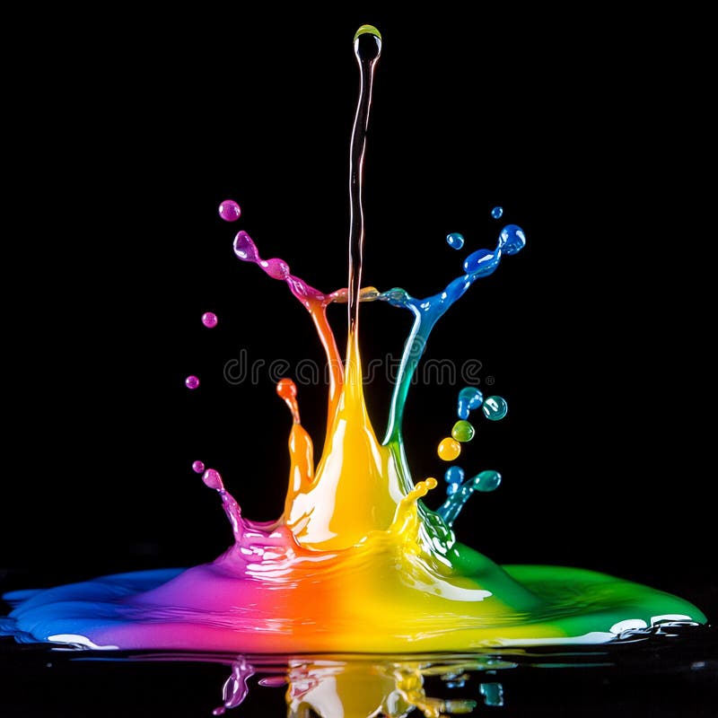 Rainbow-Colored Liquid Splash Stock Image - Image of tranquil ...