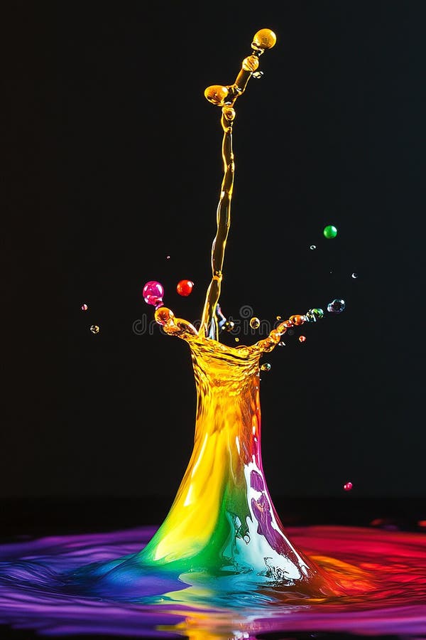 Rainbow-Colored Liquid Splash Stock Photo - Image of nature, visual ...