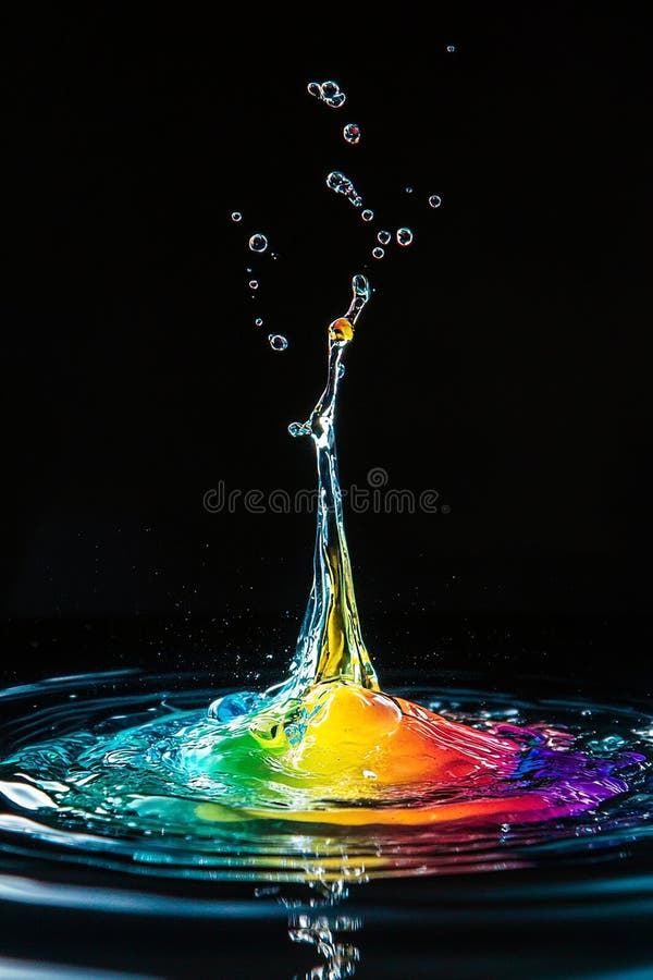 Rainbow-Colored Liquid Splash Stock Photo - Image of atmospheric ...