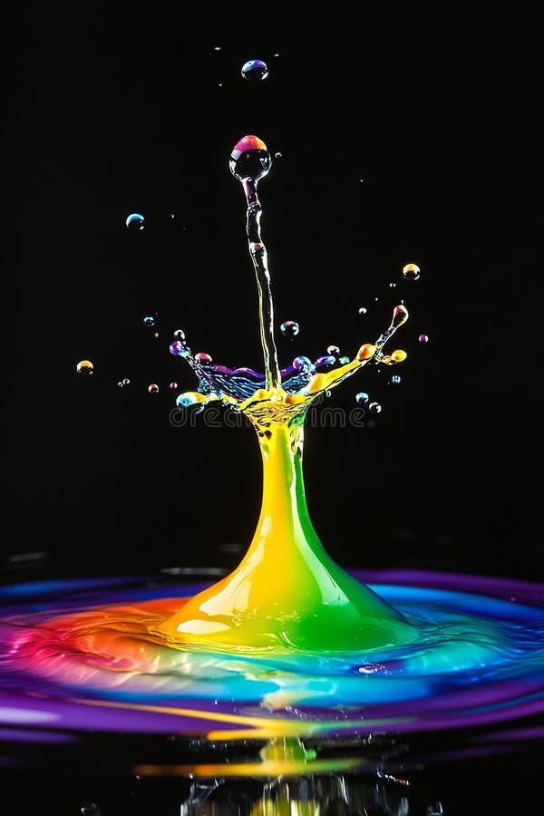 Rainbow-Colored Liquid Splash Stock Photo - Image of celestial ...