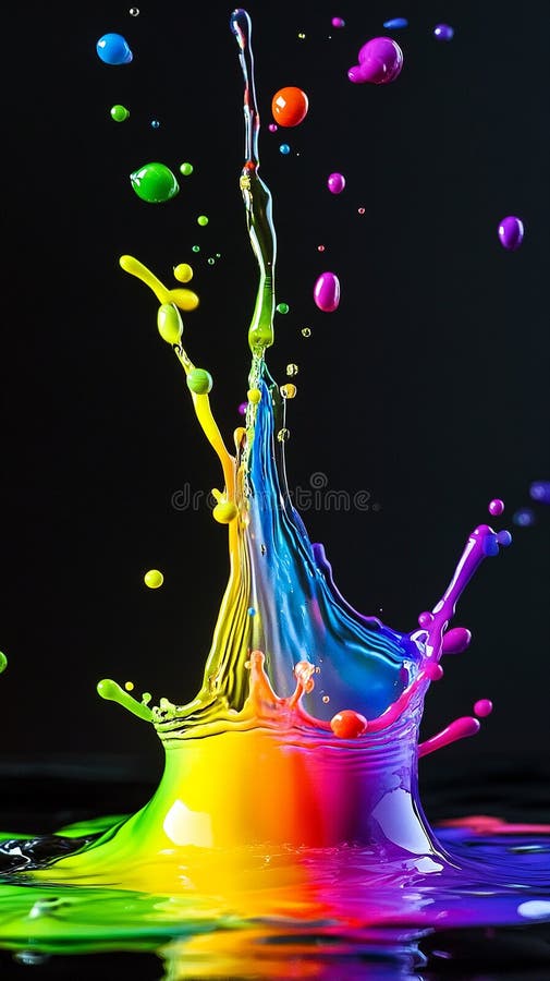 Rainbow-Colored Liquid Splash Stock Image - Image of vibrant, colors ...