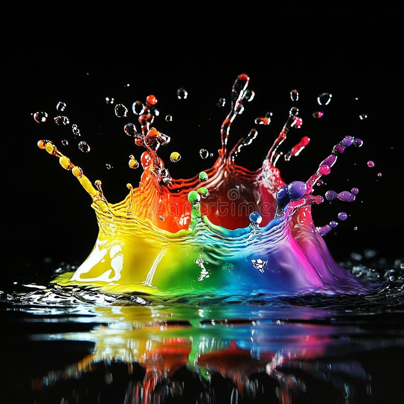 Rainbow-Colored Liquid Splash Stock Photo - Image of nature ...