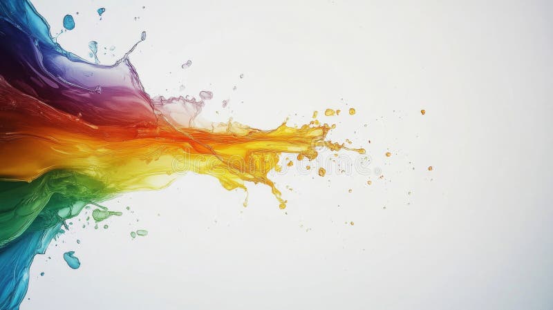 Rainbow Colored Liquid Splashing Across White Background Stock ...