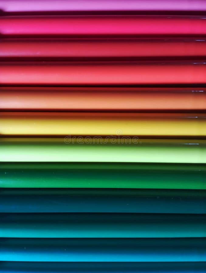 Rainbow Colored Markers Arranged and Photographed from Above Stock ...