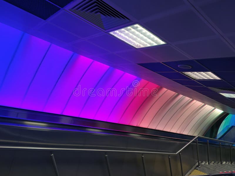Rainbow Colored Metro Station, Colorful Stock Image - Image of blue ...
