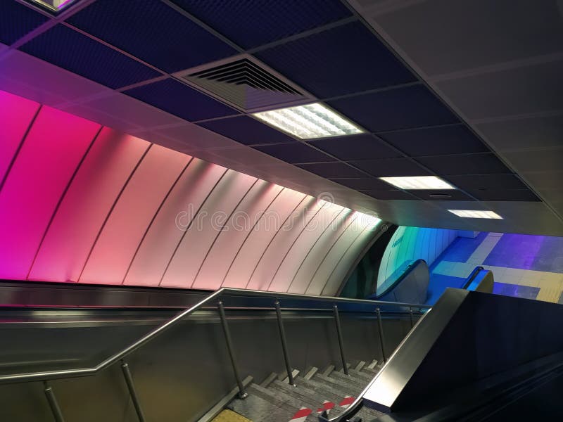 Rainbow Colored Metro Station, Colorful Stock Photo - Image of purple ...