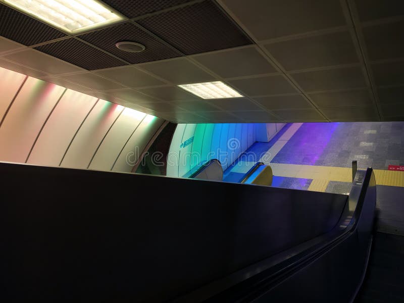 Rainbow Colored Metro Station, Colorful Stock Image - Image of ...