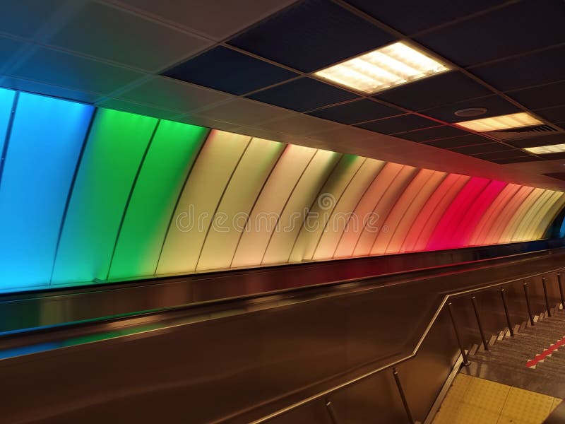 Rainbow Colored Metro Station, Colorful Stock Photo - Image of design ...