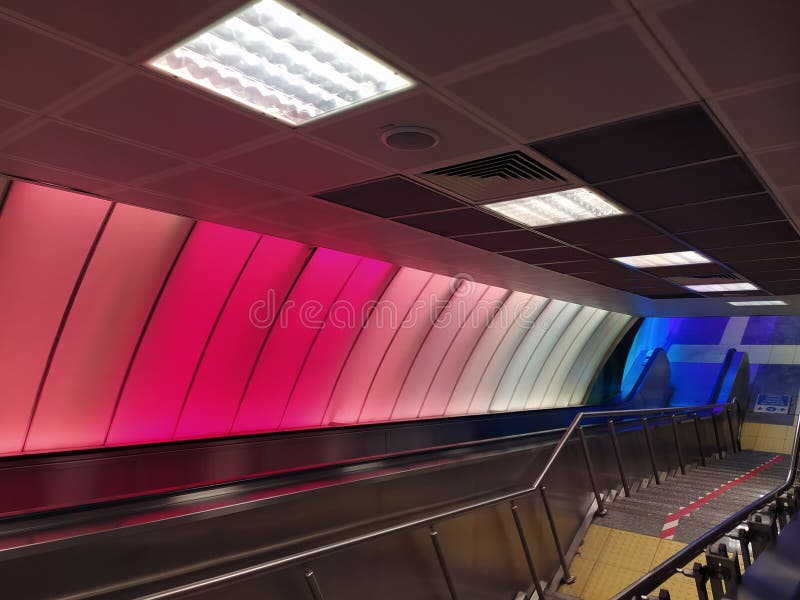 Rainbow Colored Metro Station, Colorful Stock Image - Image of ...