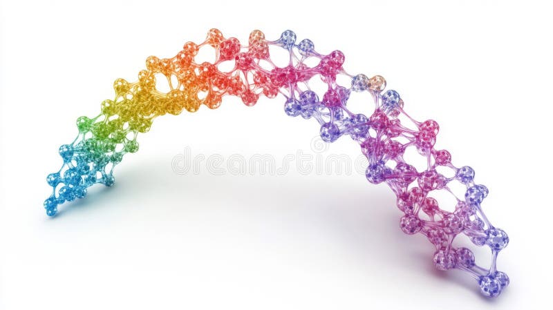 Rainbow Colored Molecular Structure Arcing Gracefully Stock ...