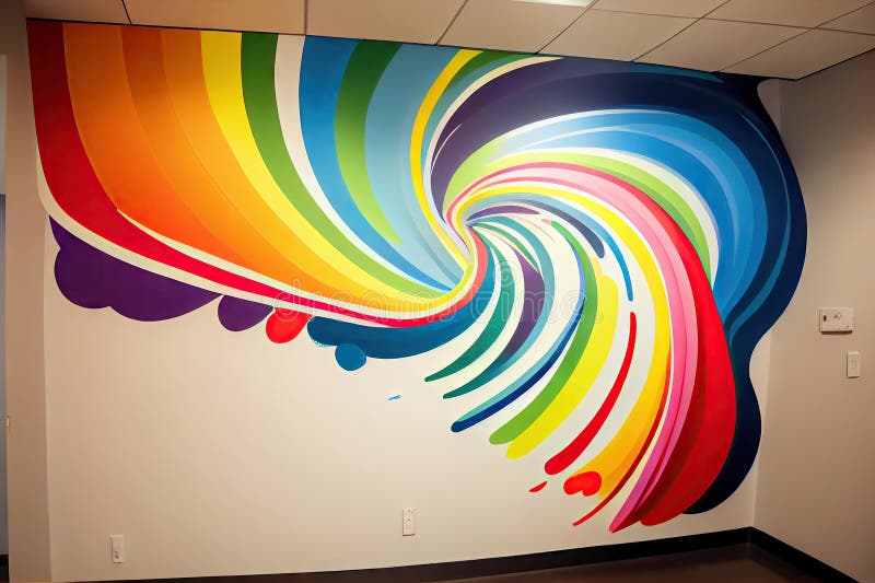 A Rainbow-colored Mural on a Blank Wall, Adding Vibrancy and Energy To ...