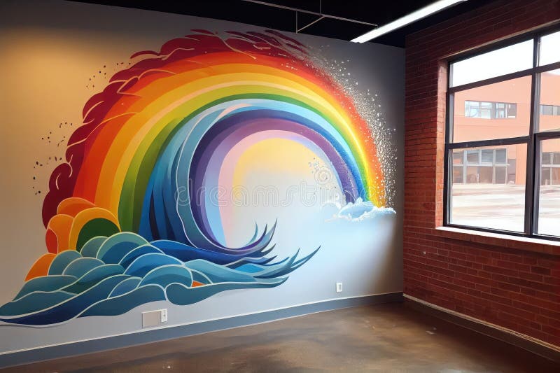 A Rainbow-colored Mural on a Blank Wall, Adding Vibrancy and Energy To ...