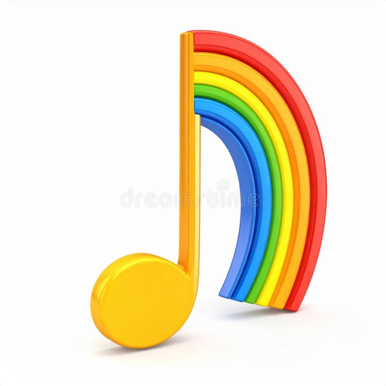 Rainbow Colored Music Note 3D Render Stock Illustration - Illustration ...